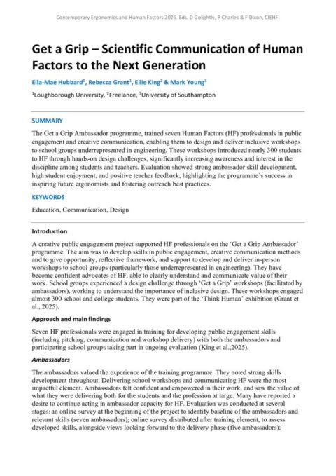Get a Grip – Scientific Communication of Human Factors to the Next ...